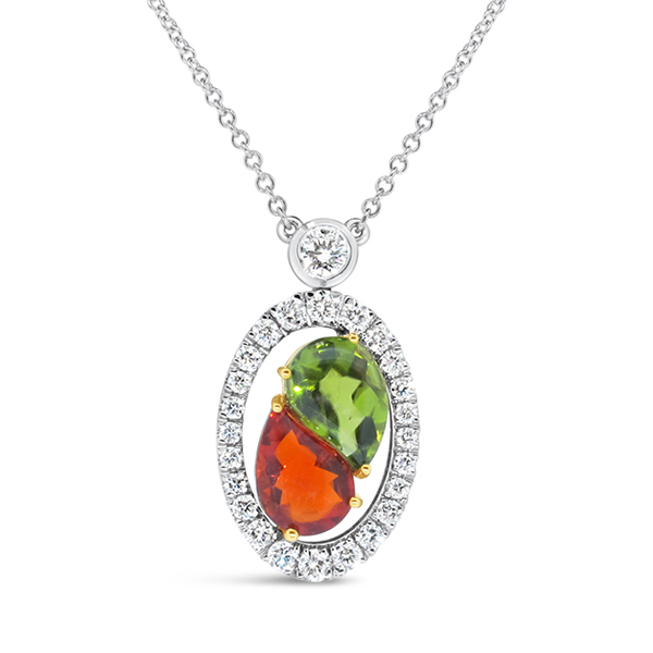 Diamond Garnet and Peridot pendant