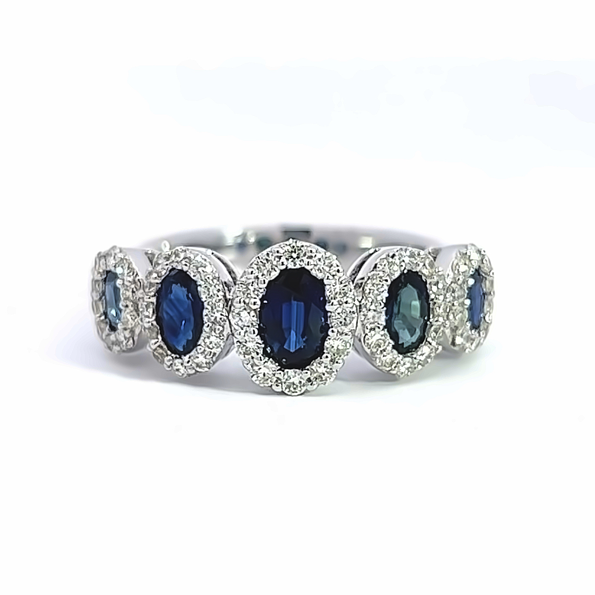 14k White Gold Sapphire and Diamond Colored Stone Ring - Arezzo ...