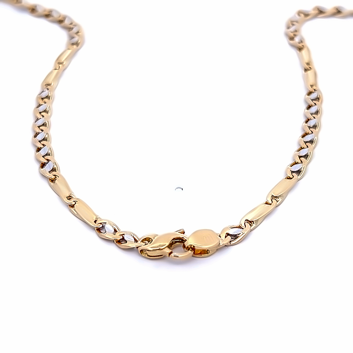 18K Two Tone 4mm Fancy Italian Link Chain - Arezzo Jewelers – Elmwood ...