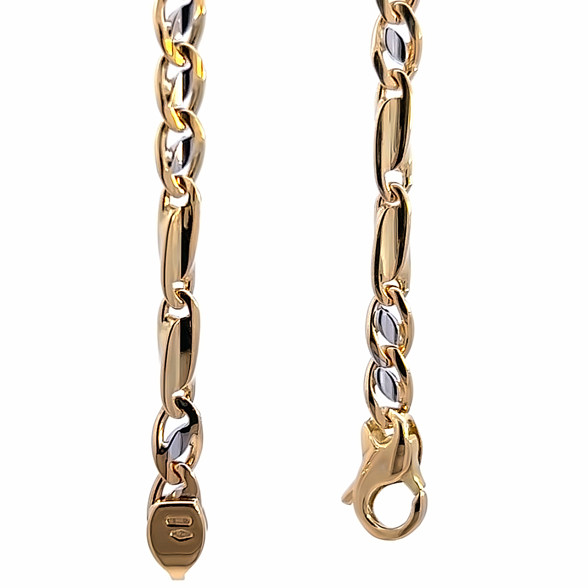 18K Two Tone 4mm Fancy Italian Link Chain - Arezzo Jewelers – Elmwood ...