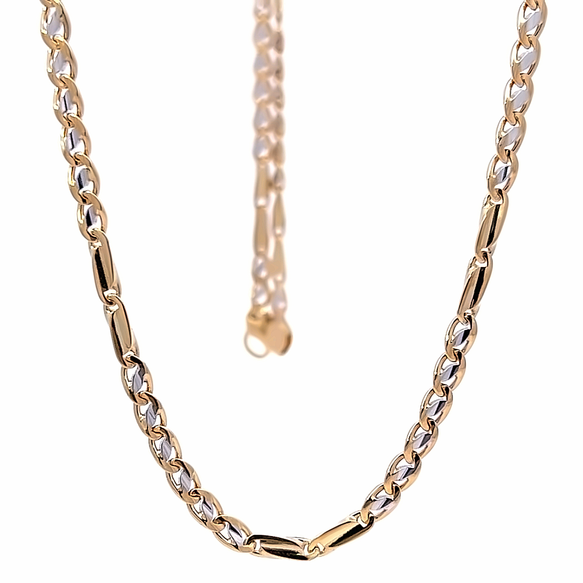 18K Two Tone 4mm Fancy Italian Link Chain - Arezzo Jewelers – Elmwood ...