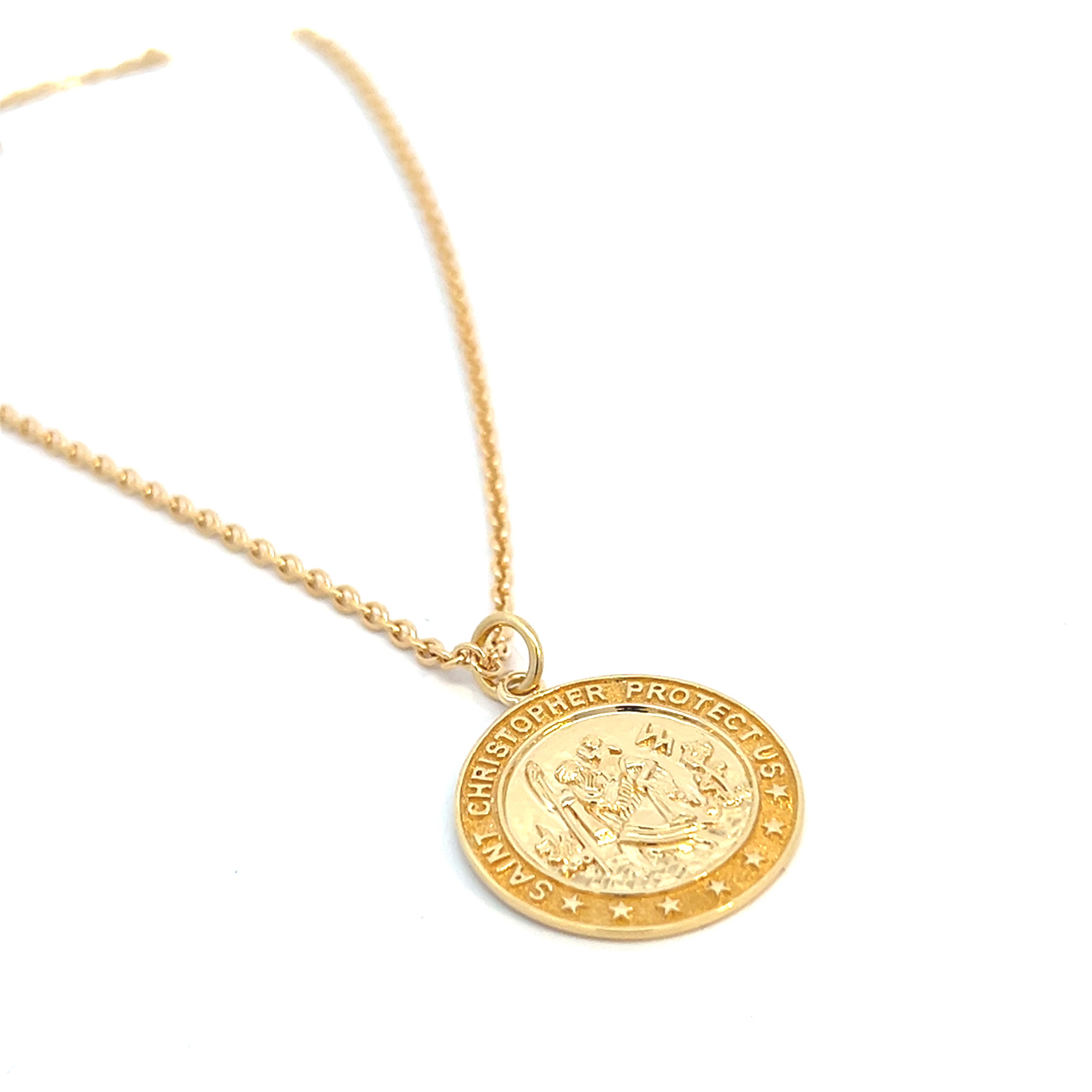 18K Gold St. Christopher Medal Chain Italian Crafted Arezzo Jewelers