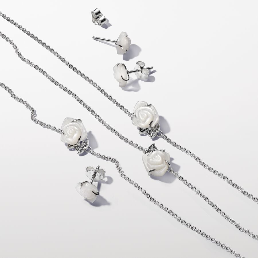 Pandora White Rose in Bloom Collier Necklace Arezzo Jewelers Elmwood Park IL 393206C01 45