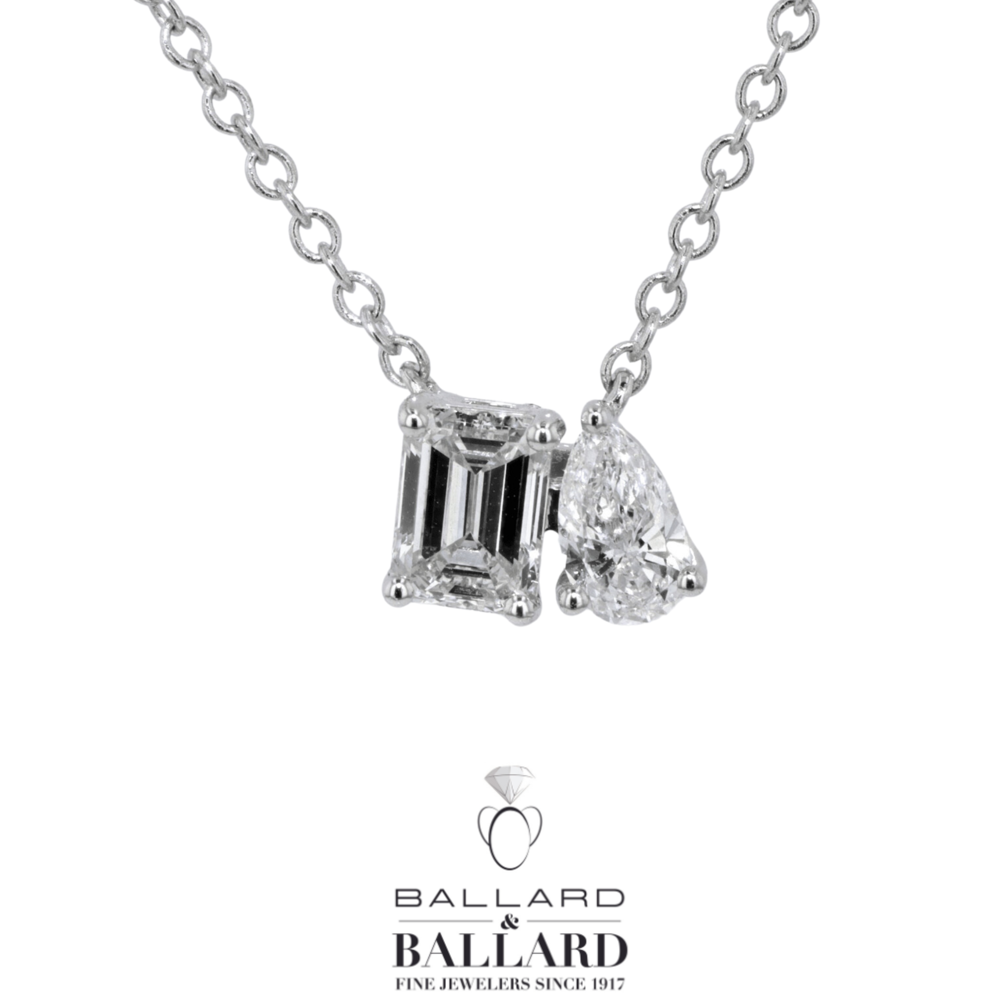 Toi et Moi 2 Stone Lab Grown Diamond Pendant With Emerald An | Ballard ...