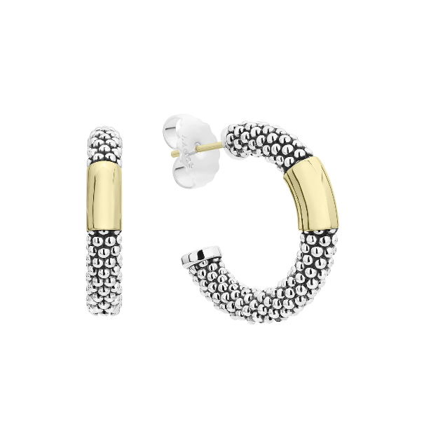 Lagos Caviar Smooth Bar Hoop Earrings 001 645 02851 Baxter s Fine Jewelry Warwick RI