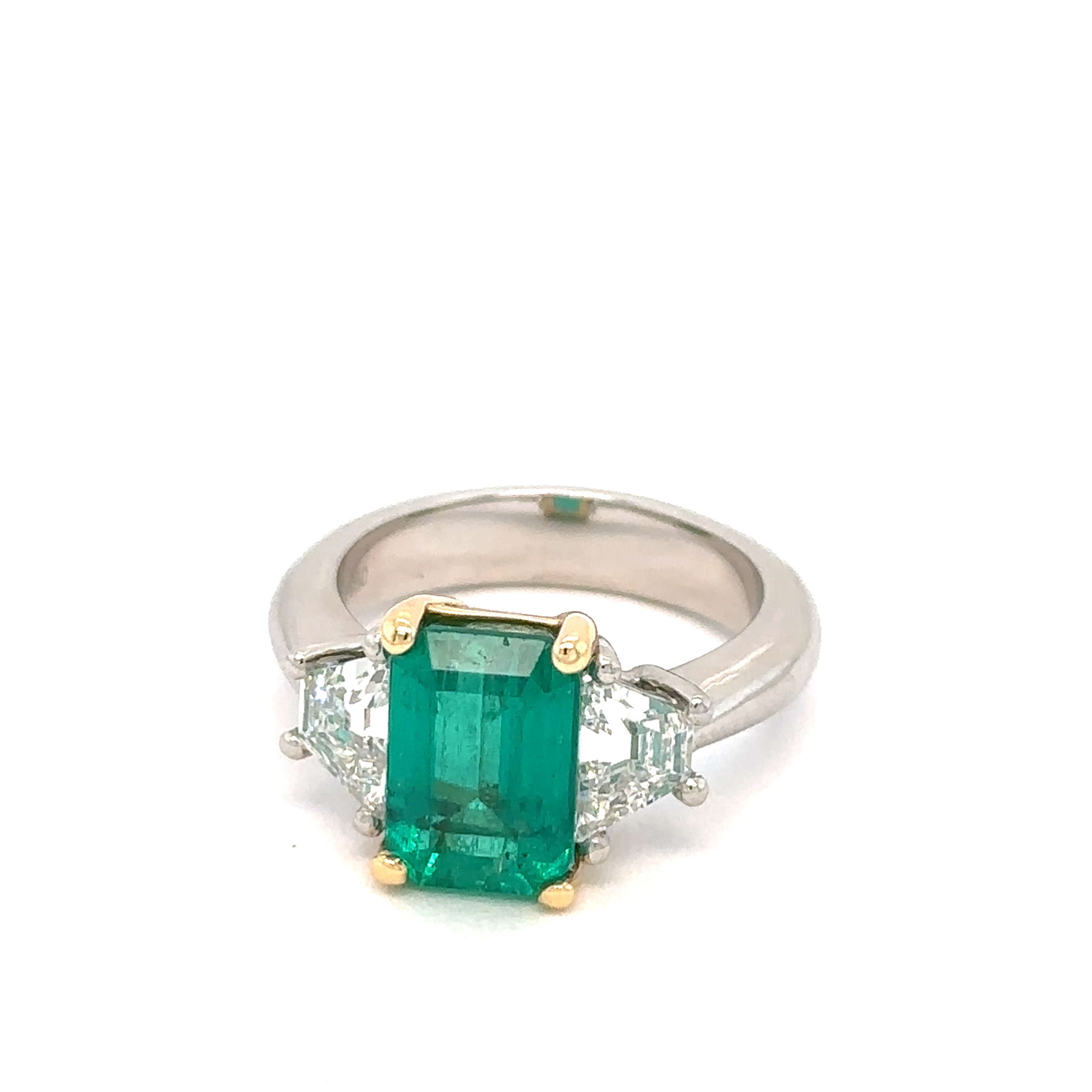 Platinum and Yellow Gold, Emerald and Diamond Ring | Blue Marlin ...