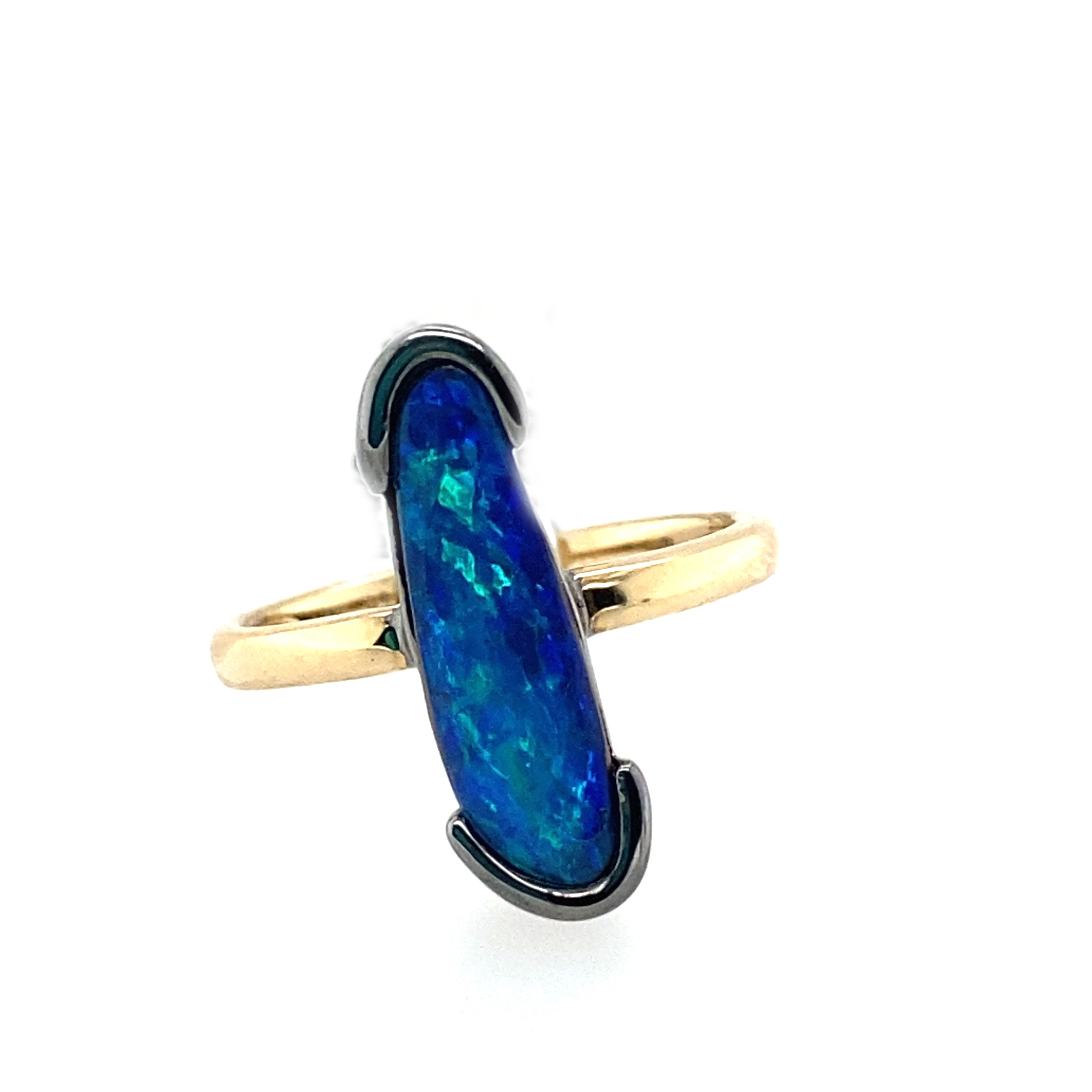 blue black opal ring