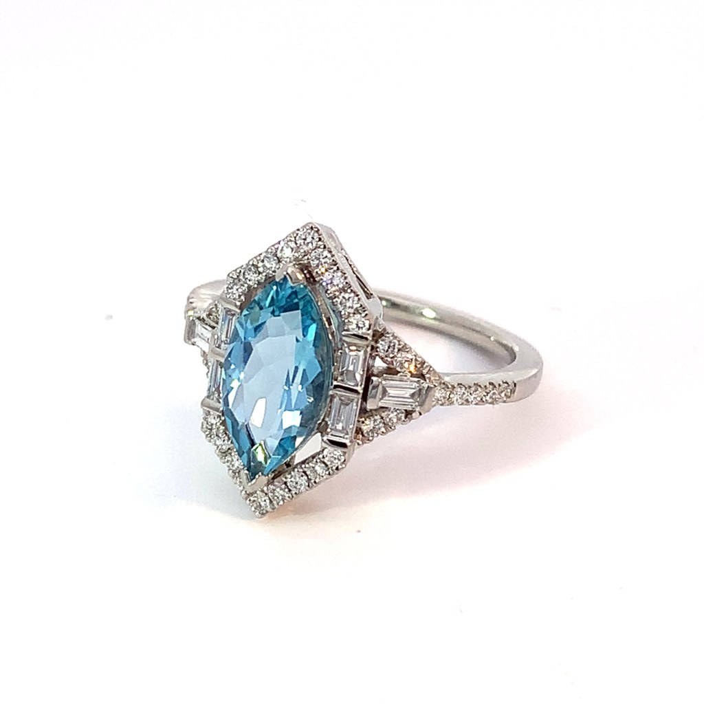 Parle Aquamarine and Diamond Platinum Ring 001-200-00871 | Blue Marlin ...