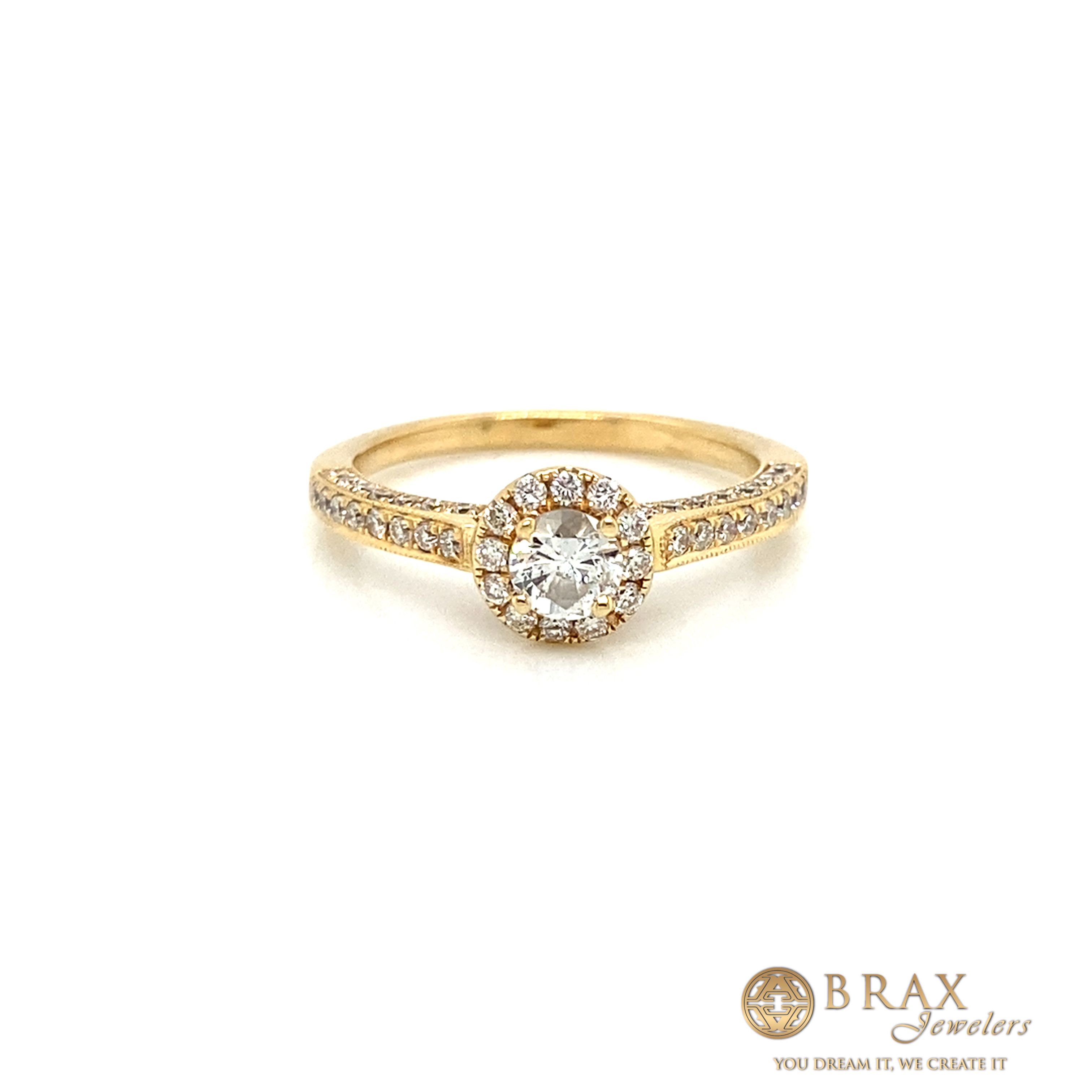 14K Yellow Gold 0.31ct Round Natural Diamond Engagement Ring