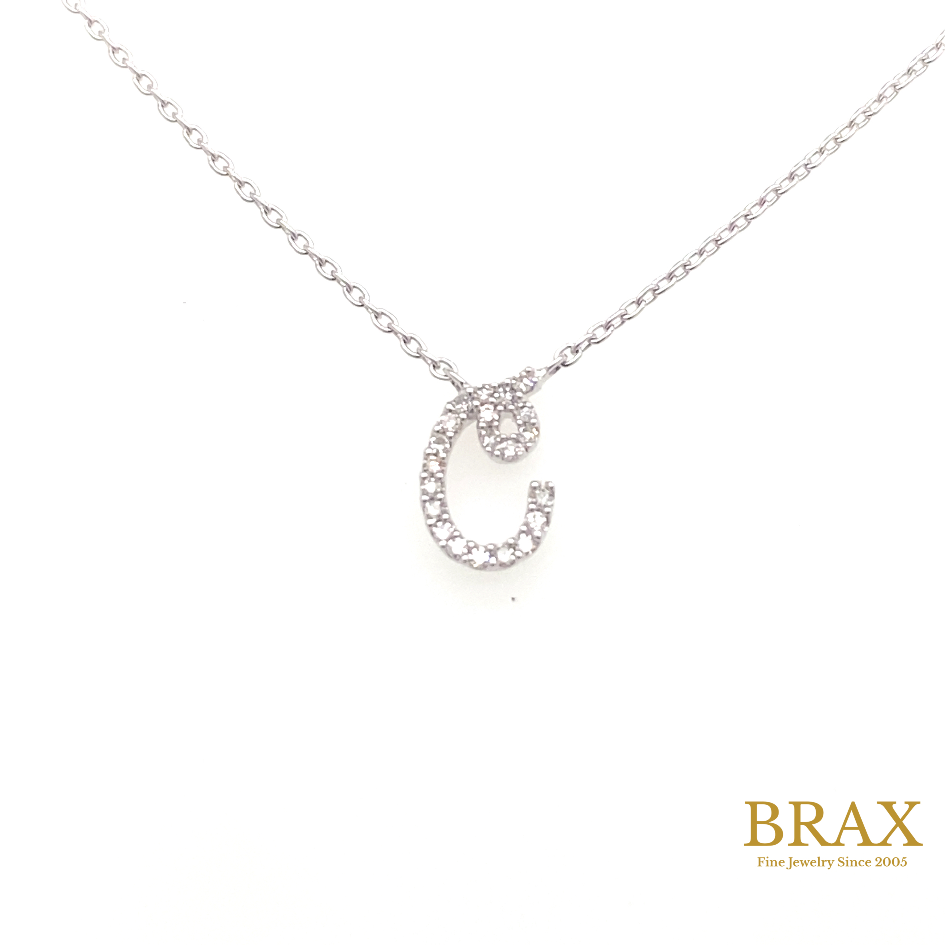 C Initial White Gold Diamond Pendant, 0.05Tw Round Diamonds | Brax ...
