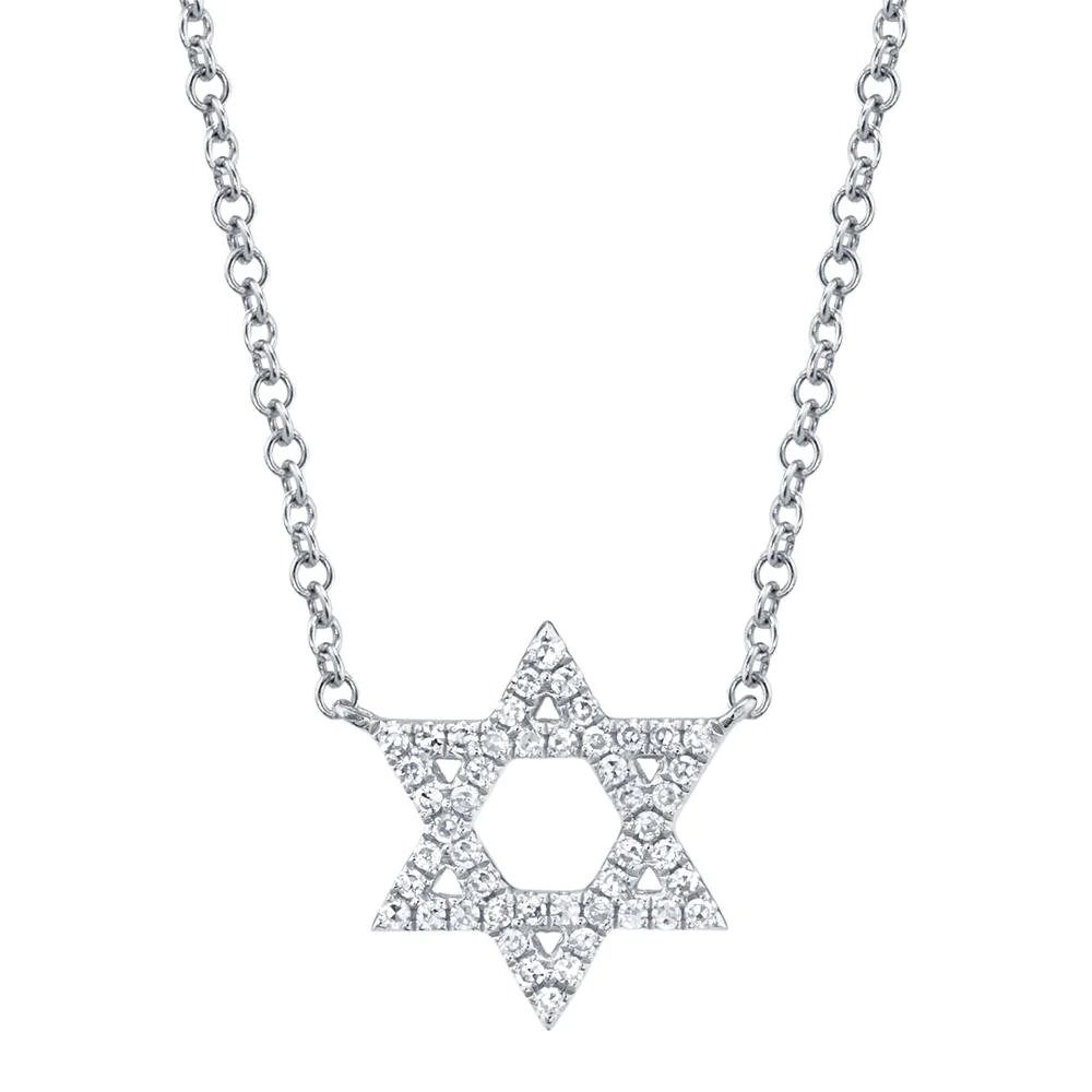 Lady's Star Of David Diamond Necklaces 14 Karat White Gold S | Brax ...