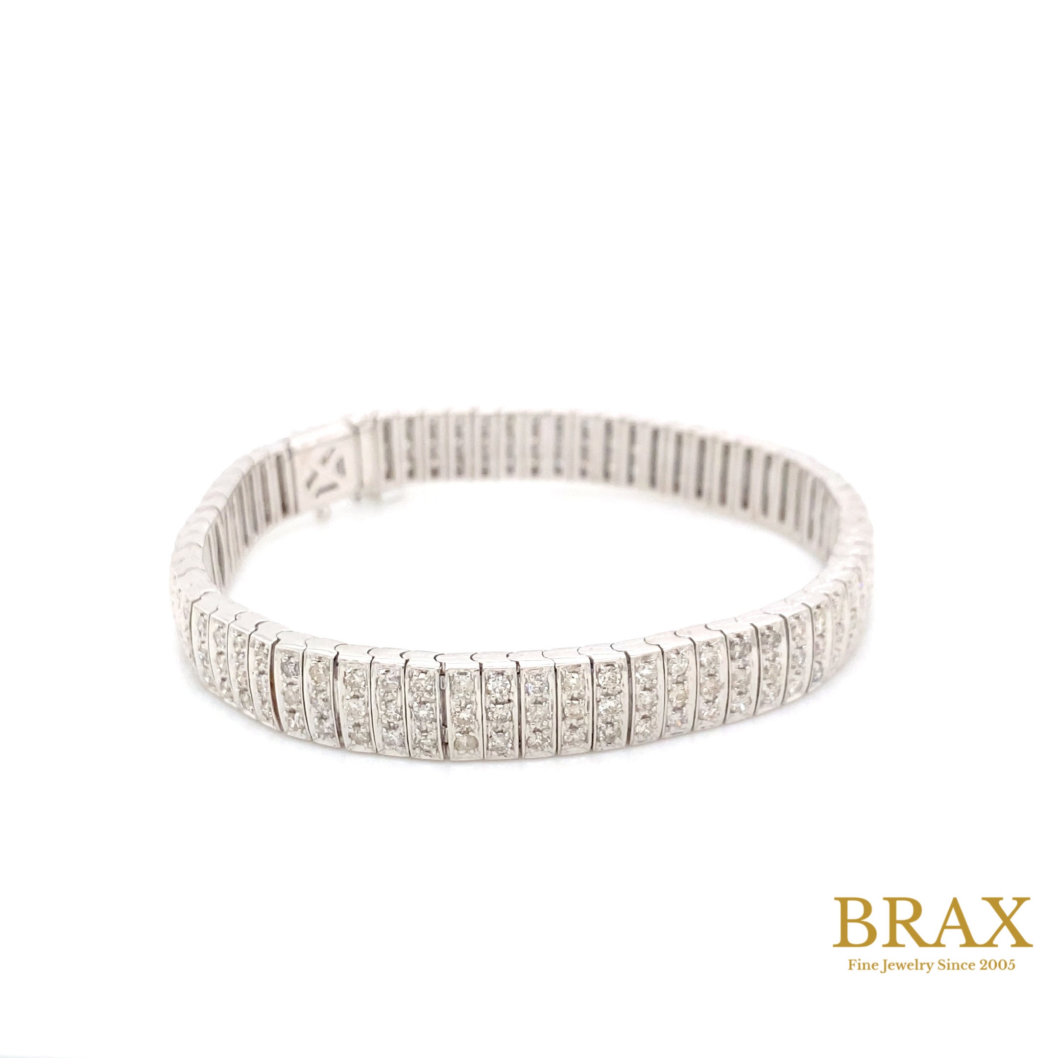 18 Karat White Gold Bracelet With 3.87Tw Round Diamonds Brax Jewelers Newport Beach CA