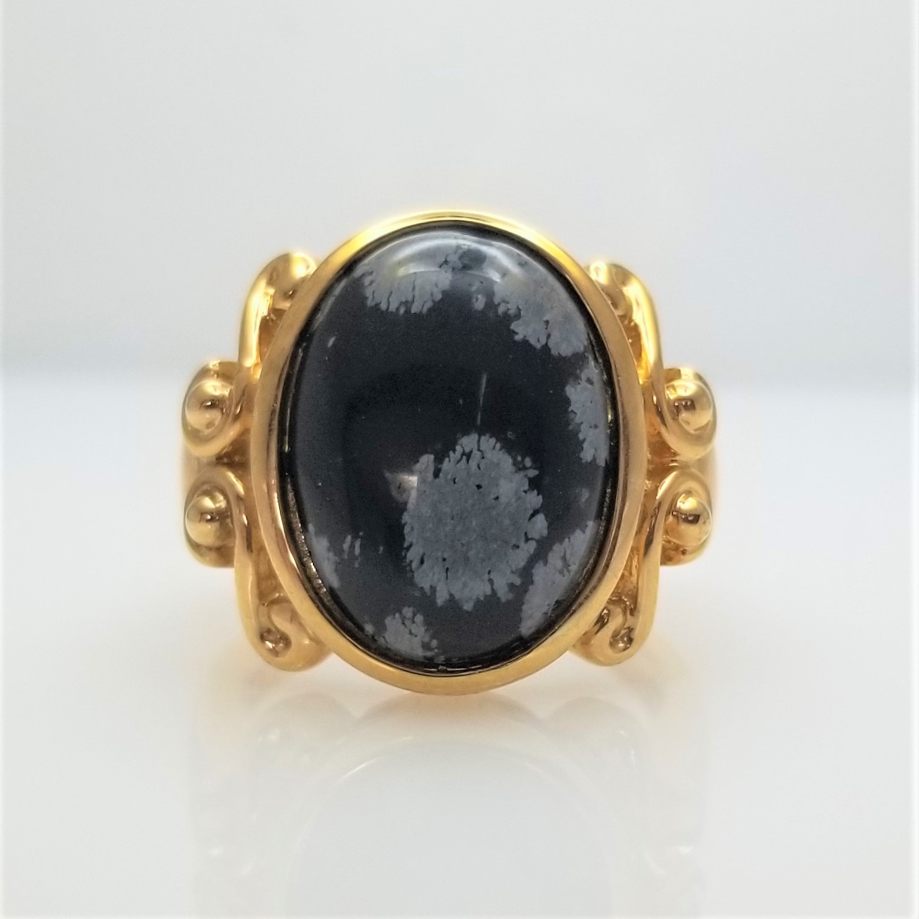 snowflake obsidian ring