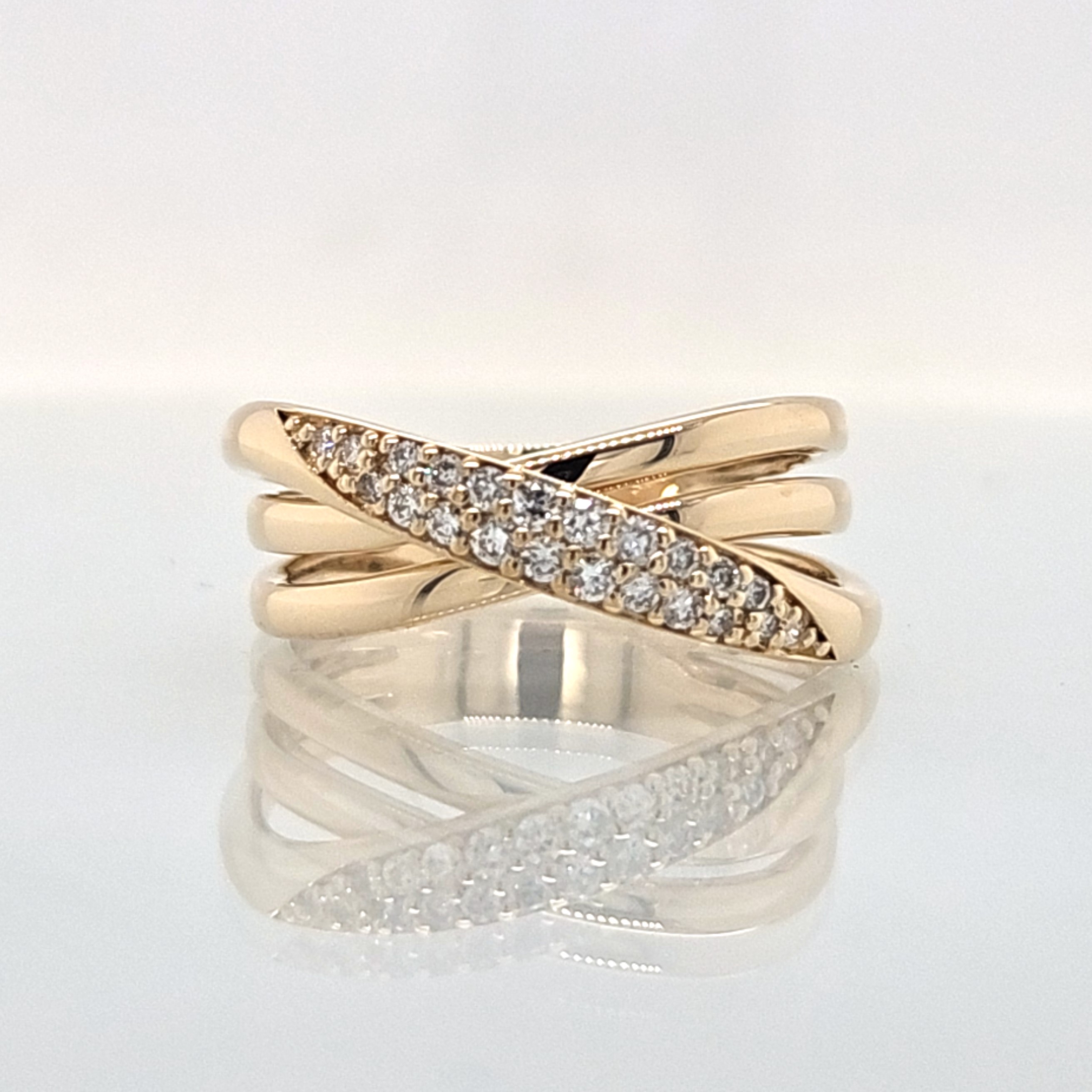 gold crossover wedding ring