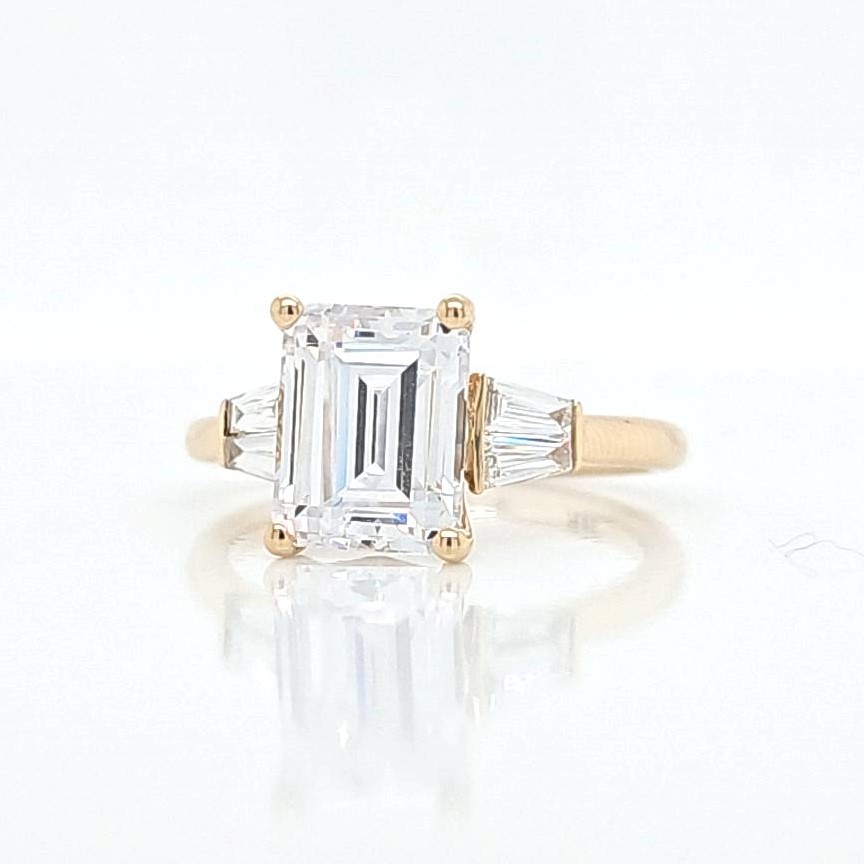14k Yellow Gold Emerald Cut Diamond Engagement Ring Semi Mou ...