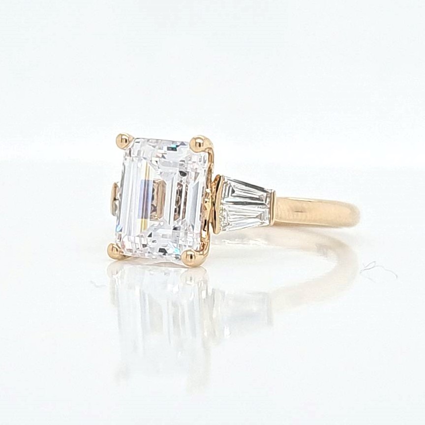 14k Yellow Gold Emerald Cut Diamond Engagement Ring Semi Mou ...