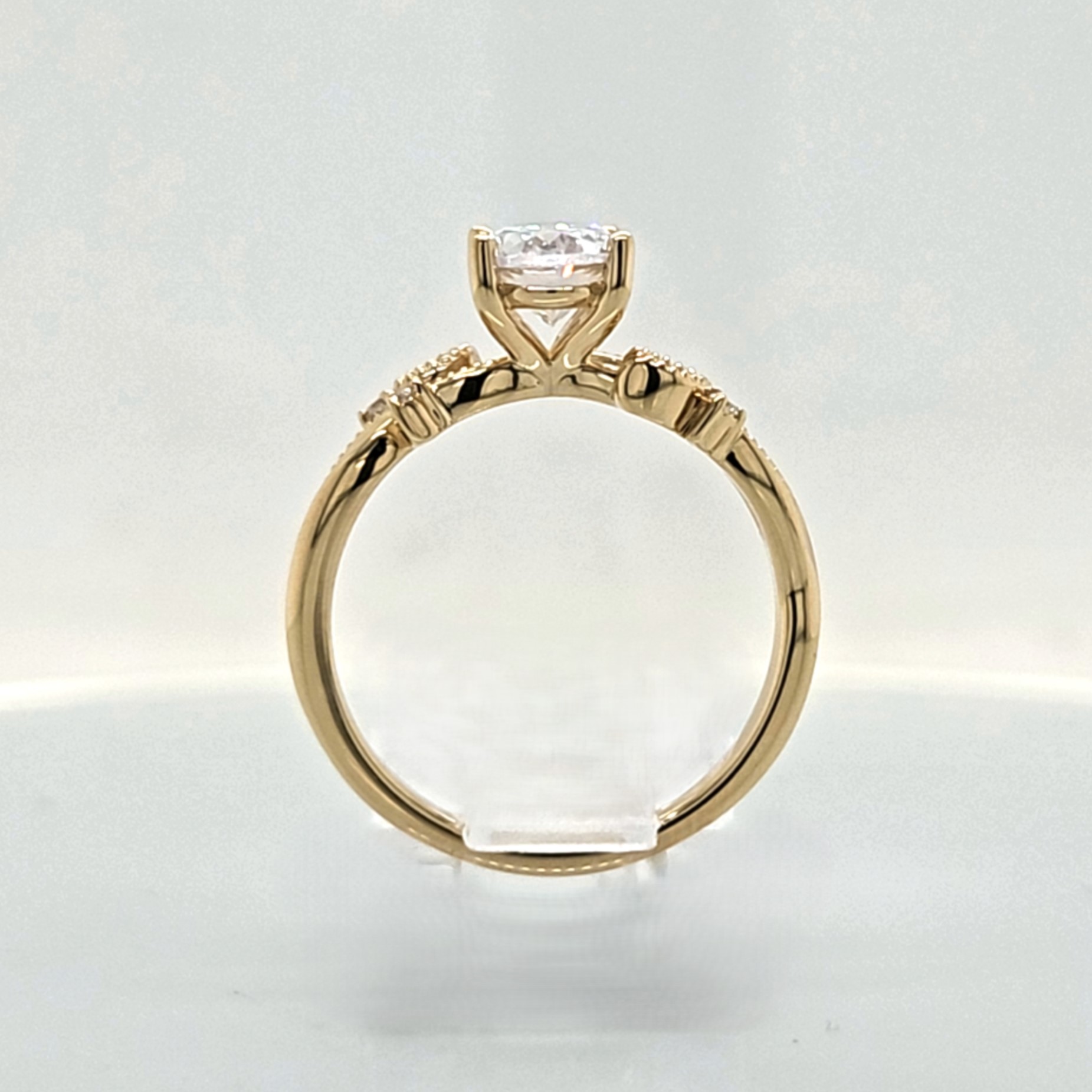 14K YG Ornate Floral Enagement Ring Semi-Mounting,