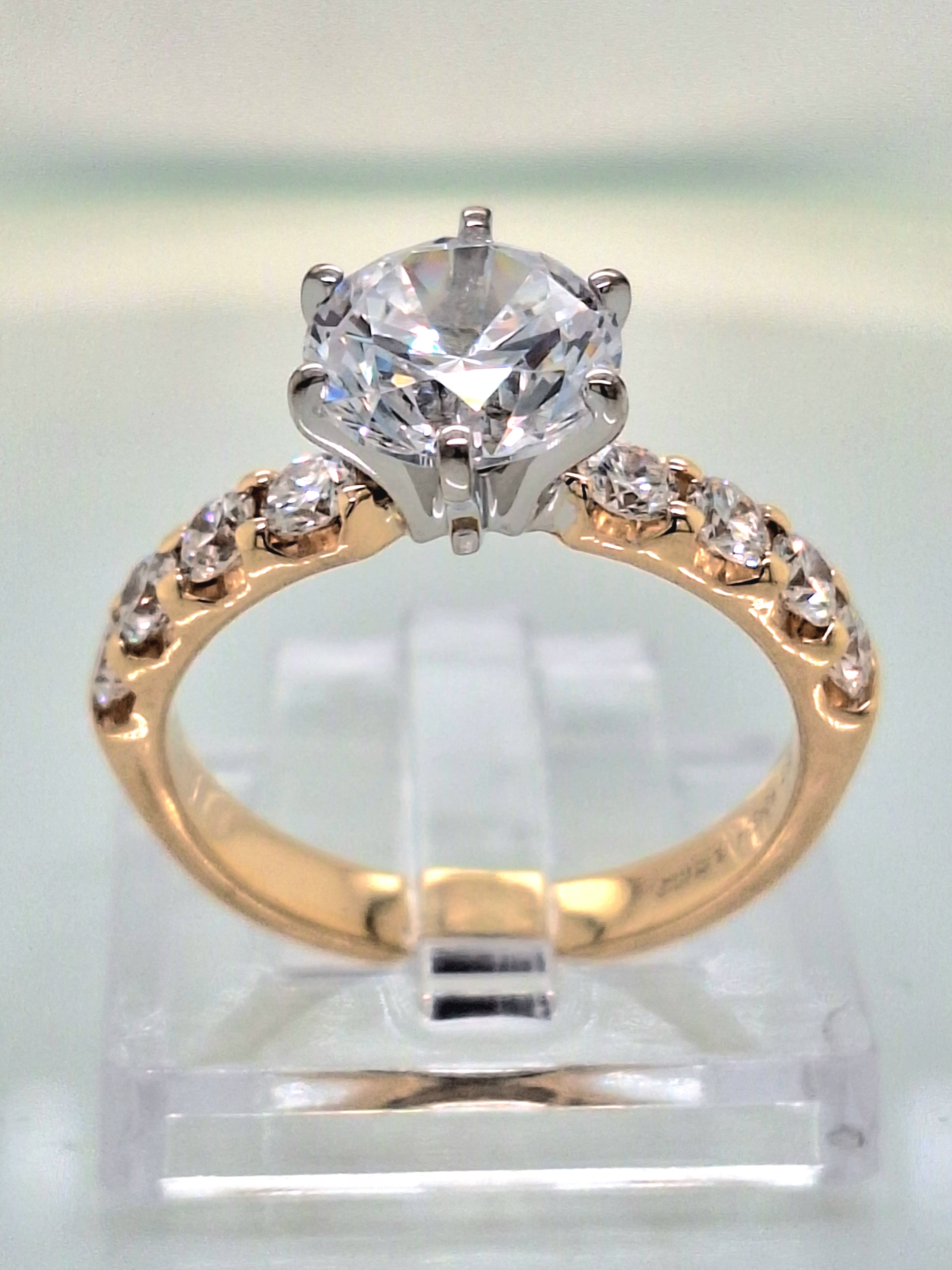 14K TT 0.64cttw Diamond accented engagement ring semi mounting