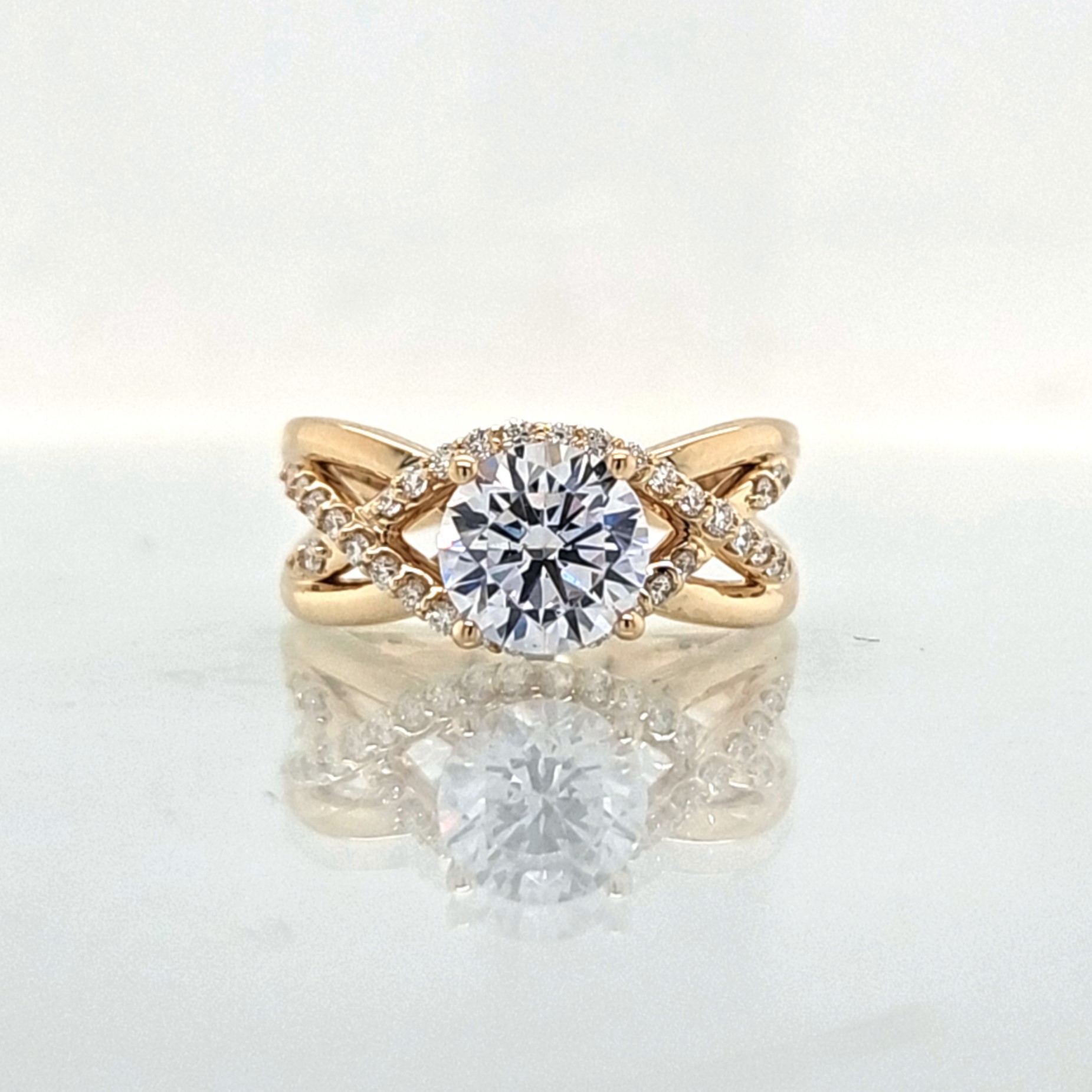 gold crossover wedding ring