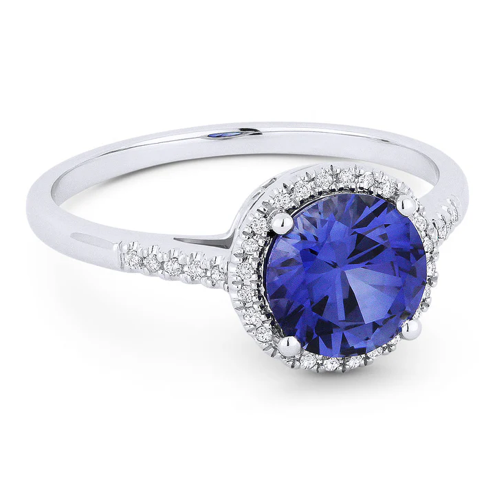 14kt White Gold Sapphire Halo Ring 001-200-04604 | Cornell's Jewelers ...