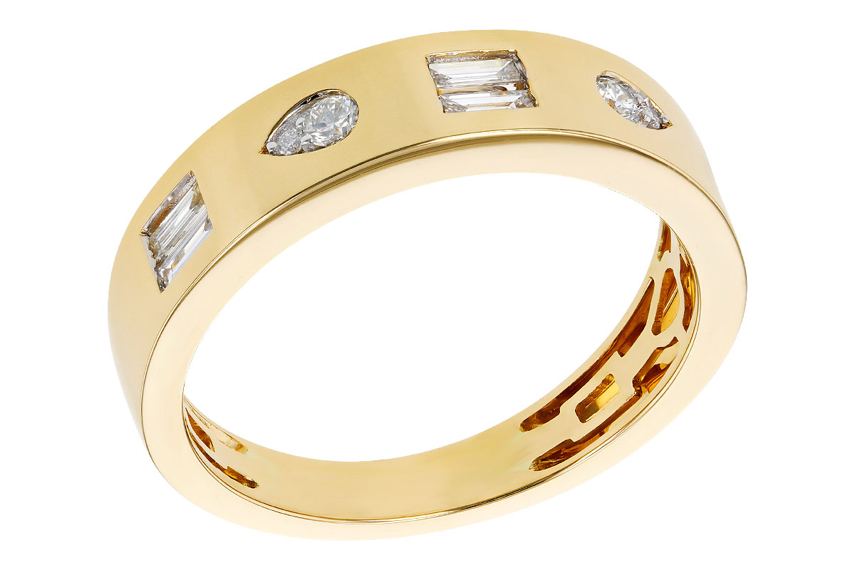 14K Yellow Gold Various Shape Diamonds Burnish Set | D'Errico Jewelry ...