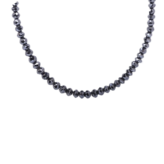 14KW 46.45ctw Black Diamond Bead Necklace