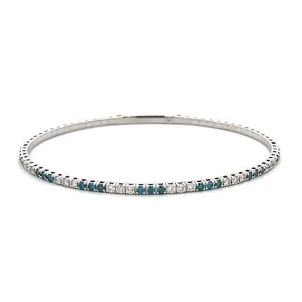 14Kt White Gold Blue and White Diamond Flex Bangle | Dickinson Jewelers ...