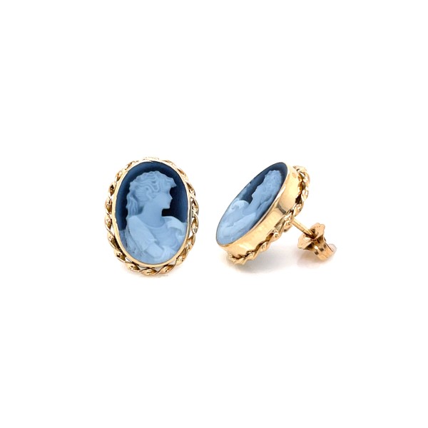14k Yellow Gold Black Agate Cameo Earrings 002 780 2001077 Dickinson Jewelers Dunkirk MD