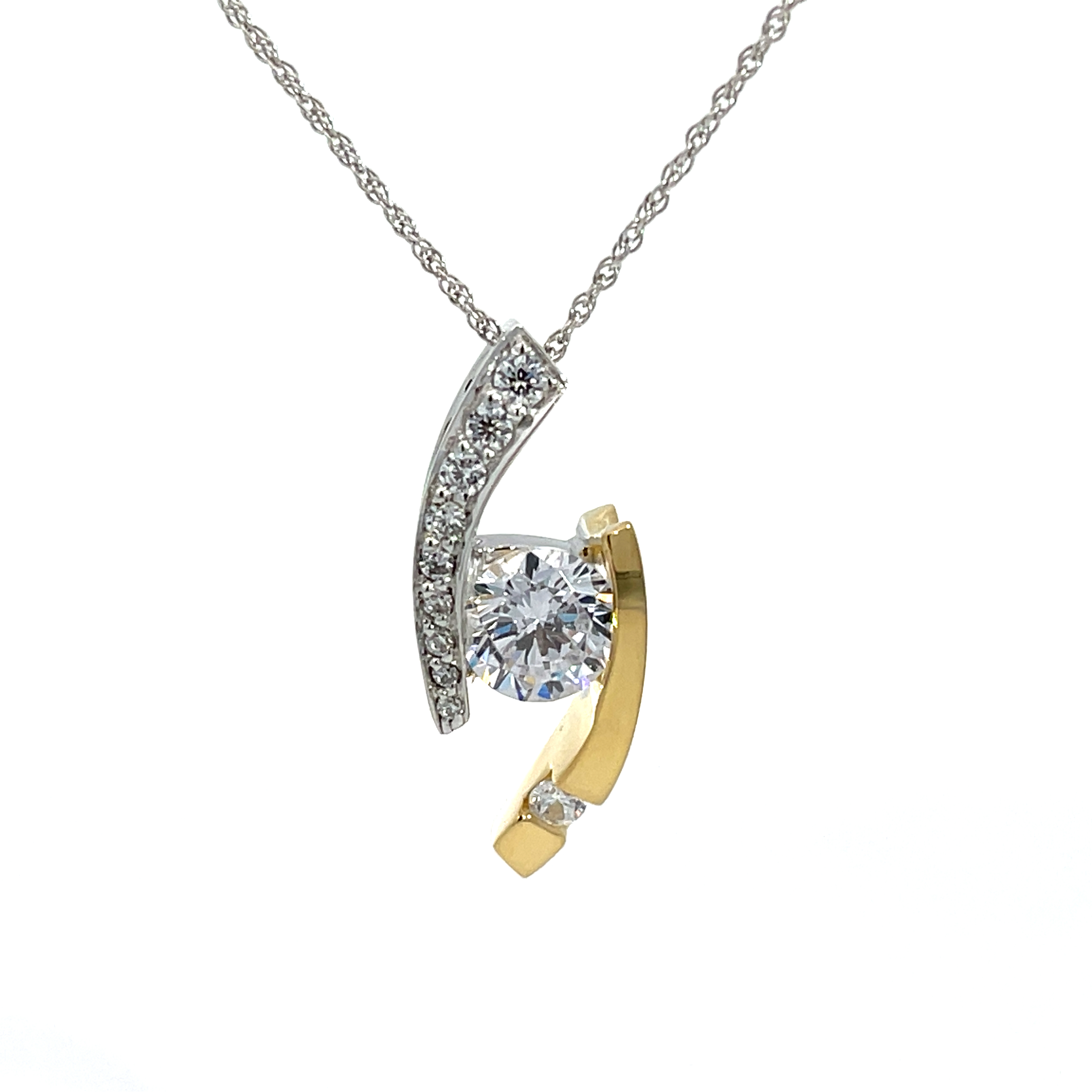 Diamond Necklace Mountings 14K White Gold Oval Shape Diamond Solitaire