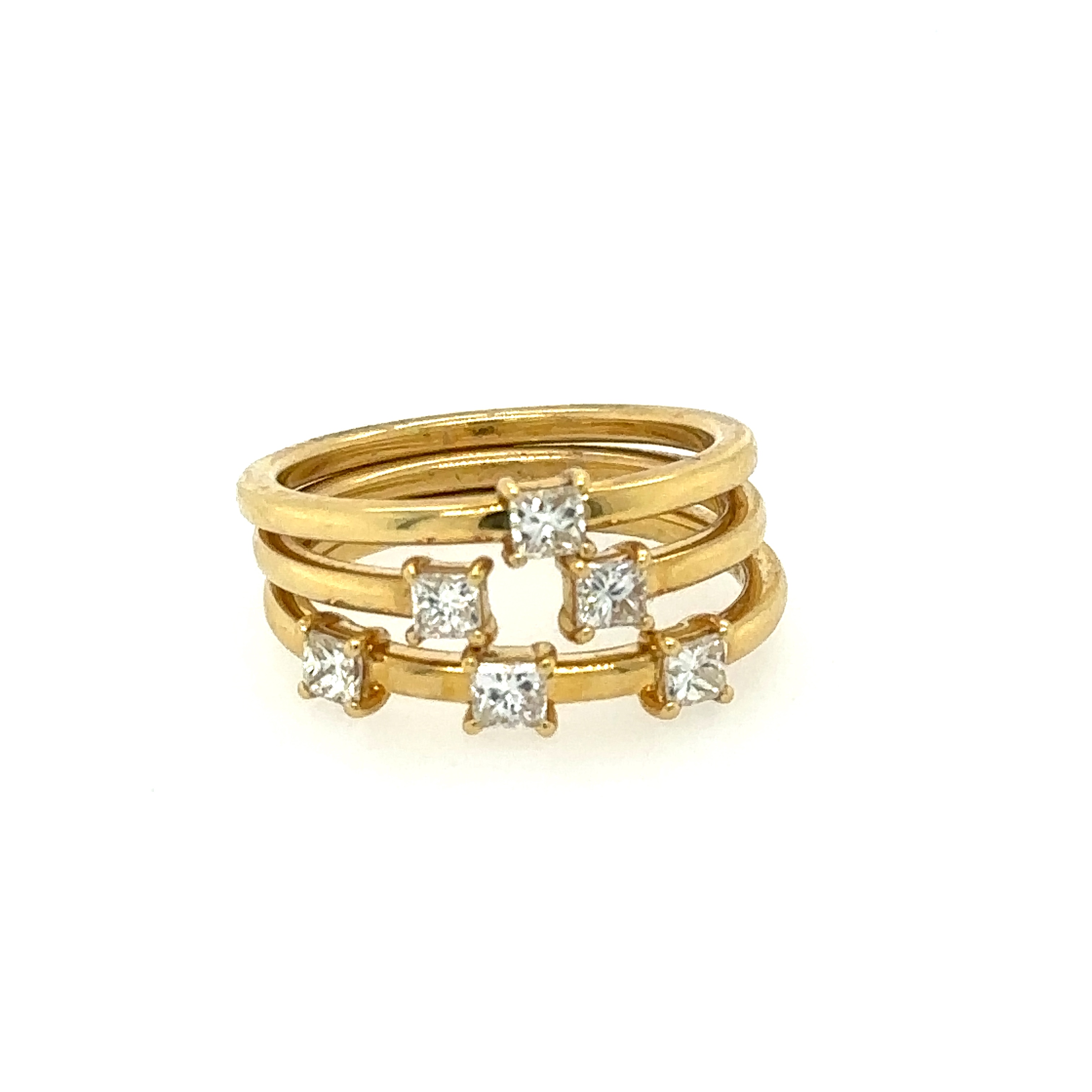 triple stack stone ring   gold