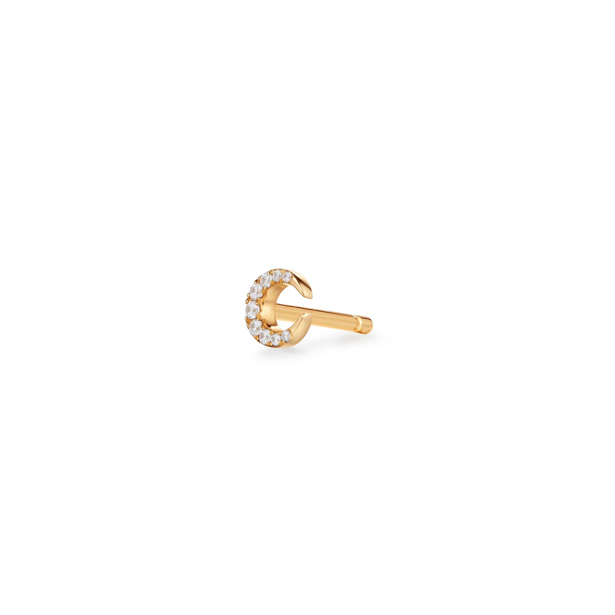 14KY Diamond Crescent Moon Single Piercing Earring | Erica DelGardo ...