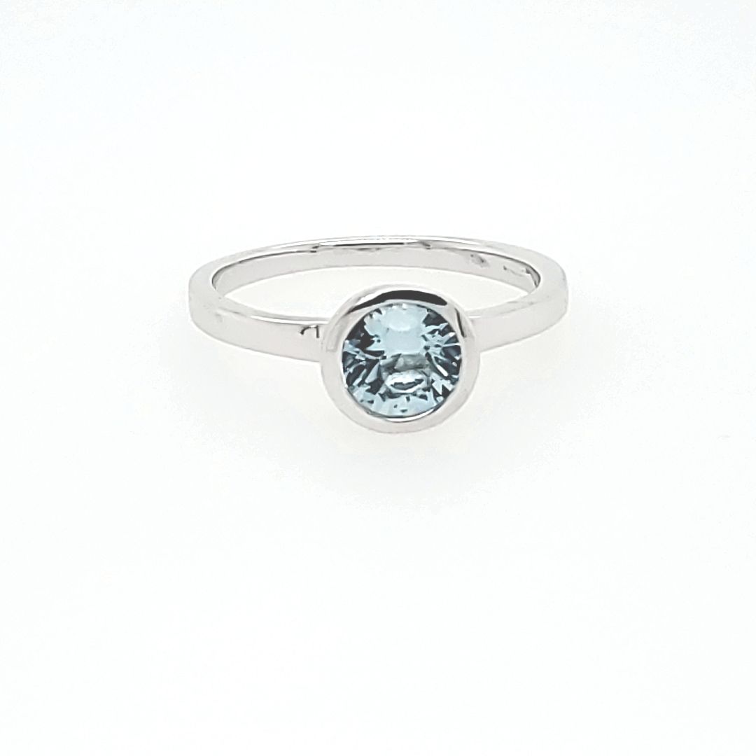 Sterling Silver 6mm Aqua Quartz Bezel Birthstone Ring | Erickson ...