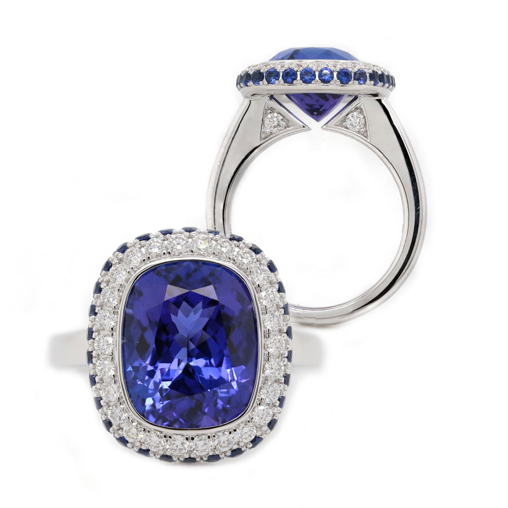 Tanzanite Halo Ring 001-160-00194 18KW - Colored Stone Rings | Joe ...