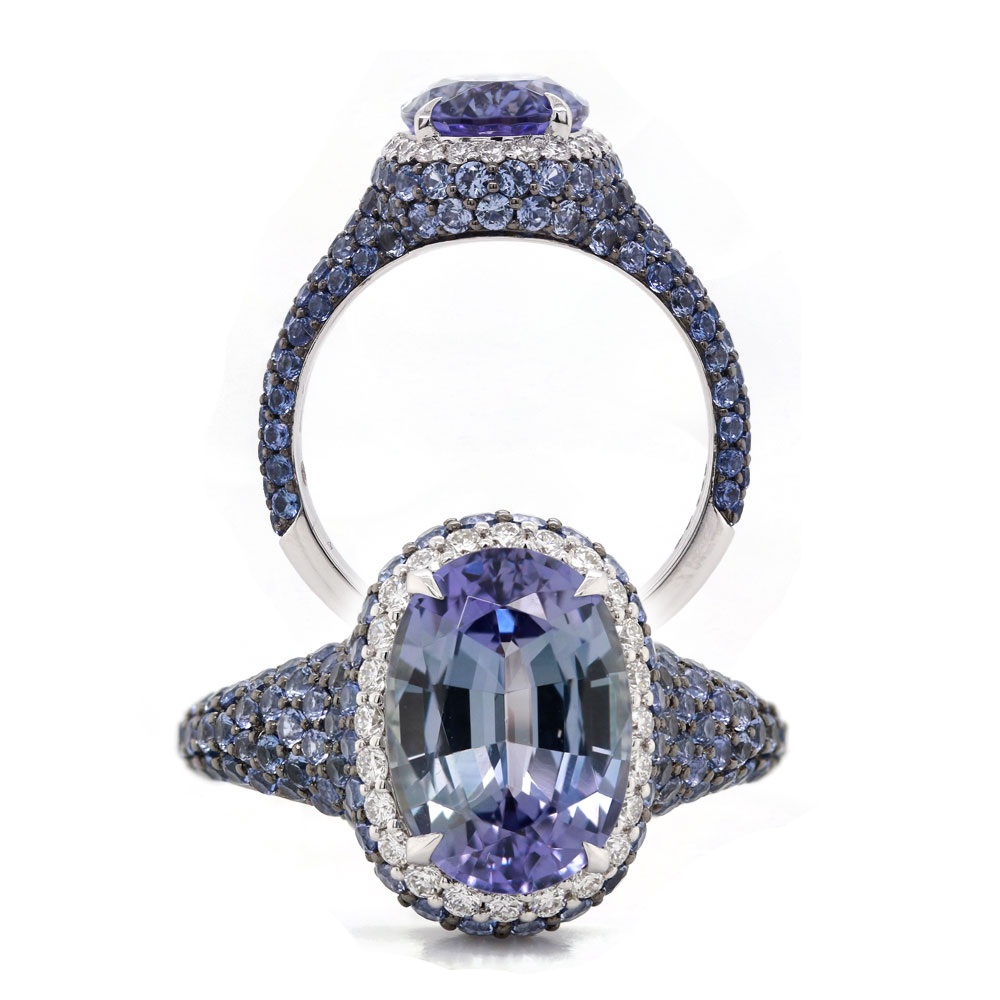 Oval Tanzanite Halo Pave Ring 001-160-00236 Campbell | Joe Escobar ...