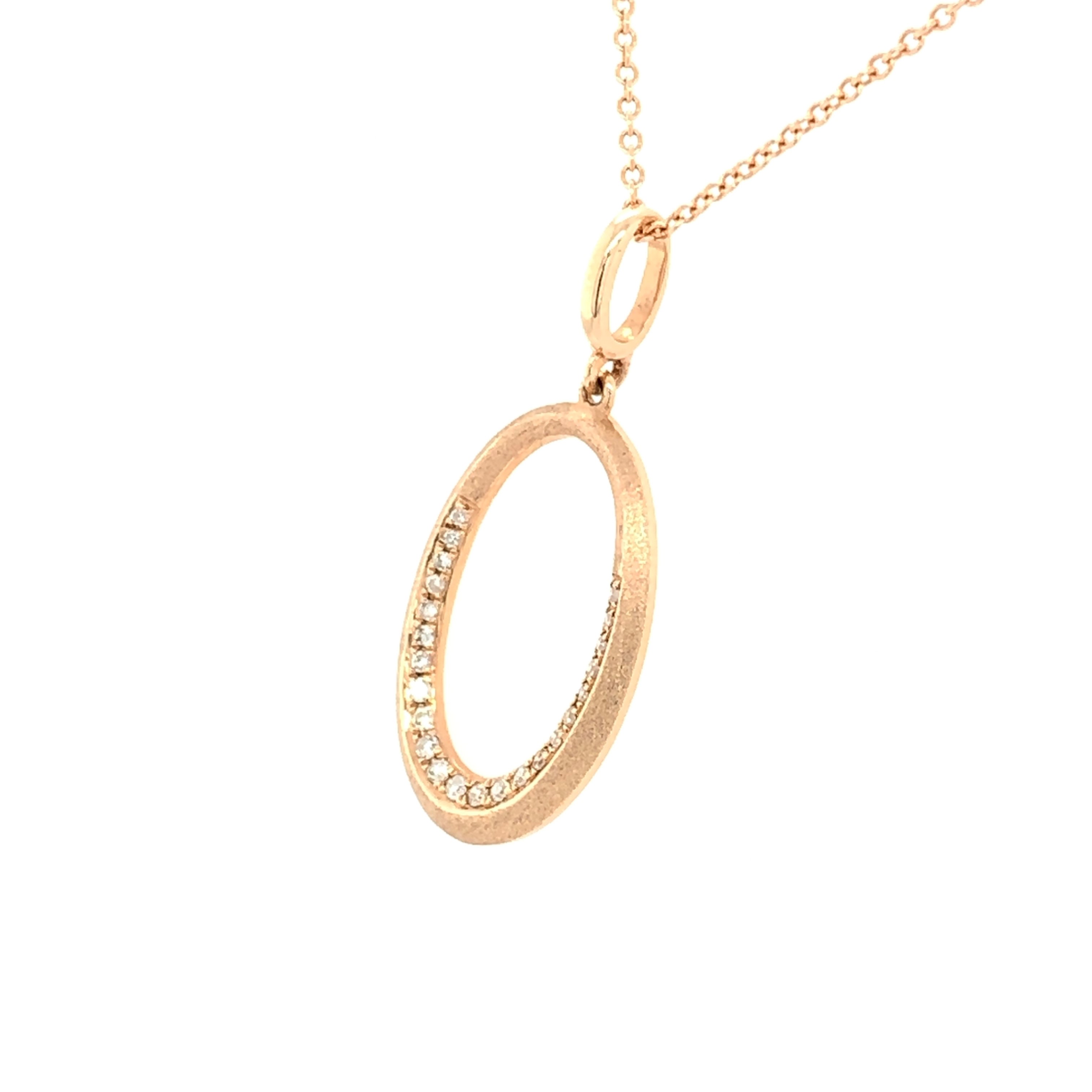 14KR Gold Oval Shape Pendant with Diamonds on 16" Chain | Franzetti ...