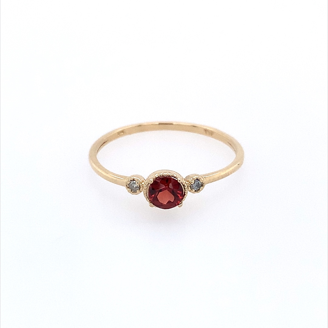 14KY Gold Round Garnet Ring with Diamonds 001-200-00575 | Franzetti ...