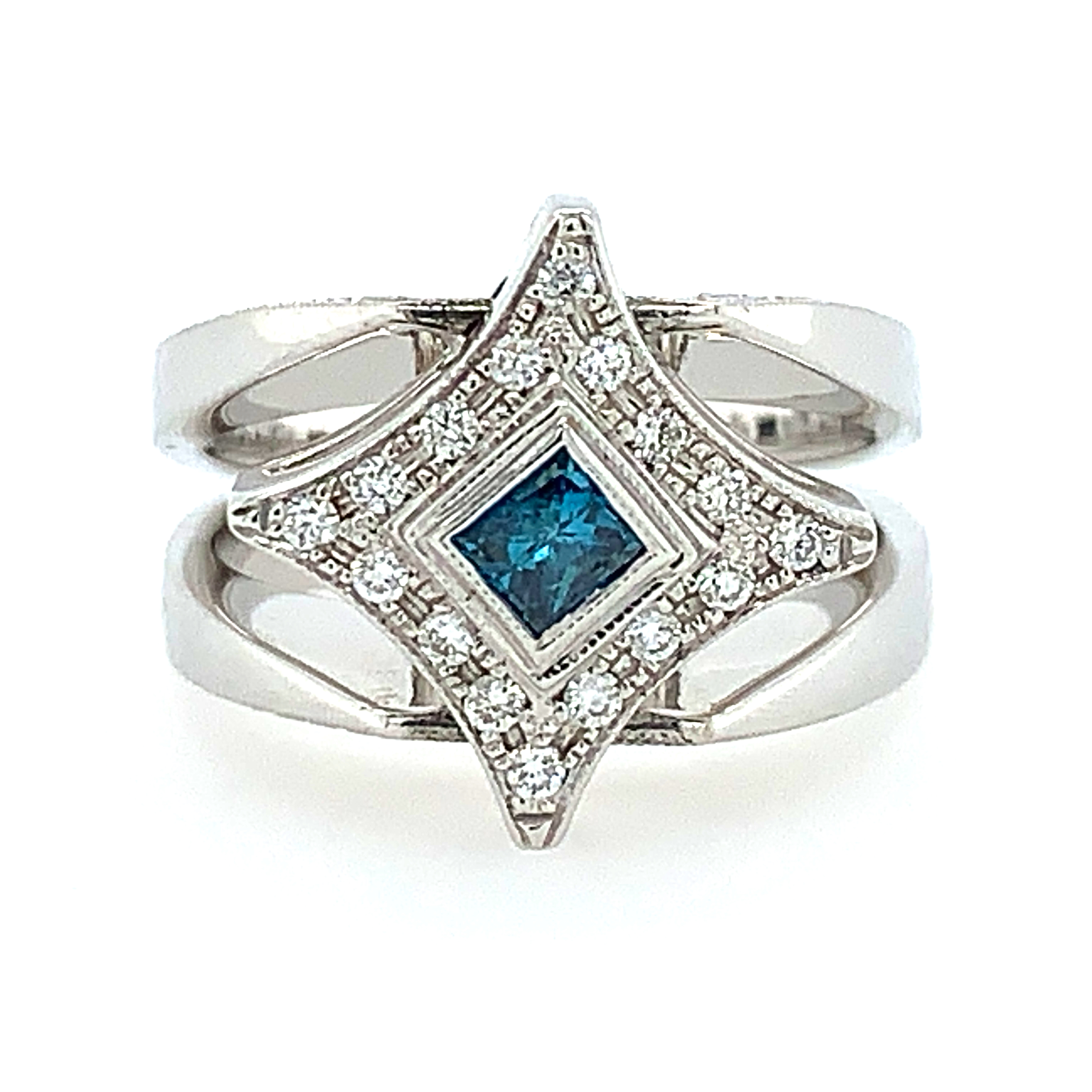 blue diamond flip ring