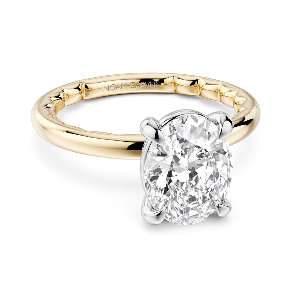 14K Yellow Gold With White Gold Head Diamond Engagement Ring ...