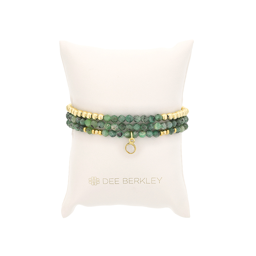 May Emerald Birthstone Stacker Bracelet Set