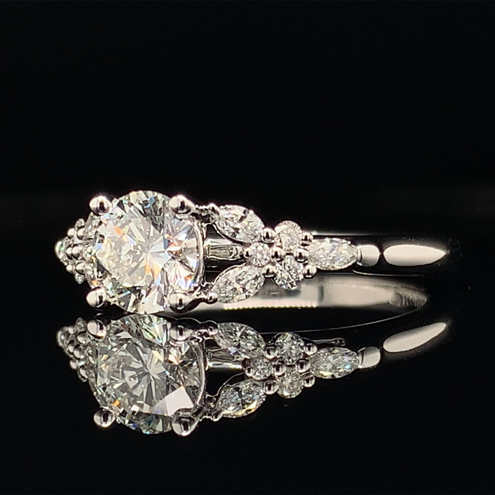 Hearts And Arrows Diamond Accented Engagement Ring