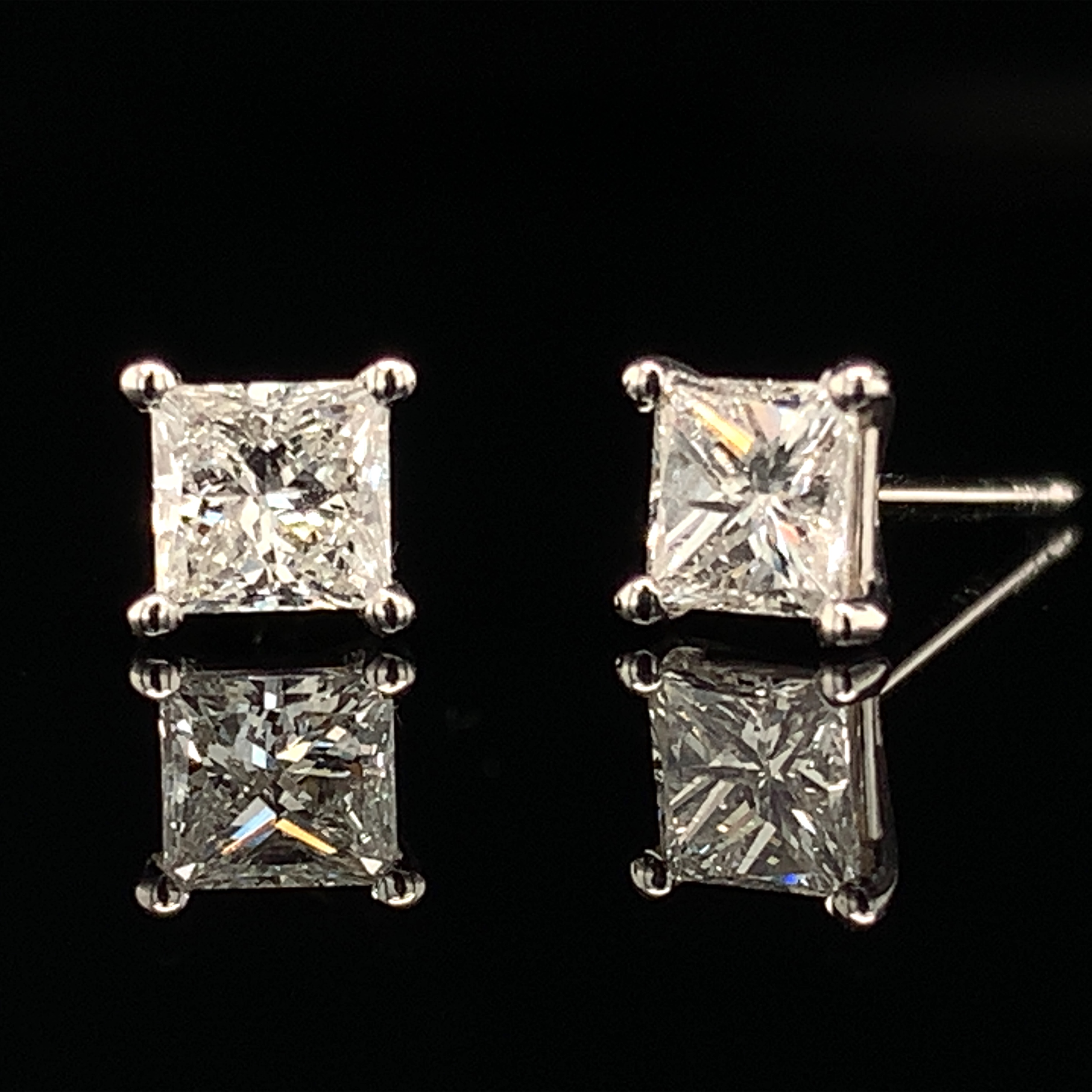 princess cut stud earrings