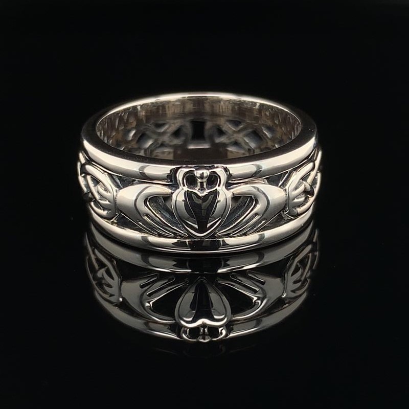 Keith Jack Celtic Sterling Silver Claddagh Wedding Band