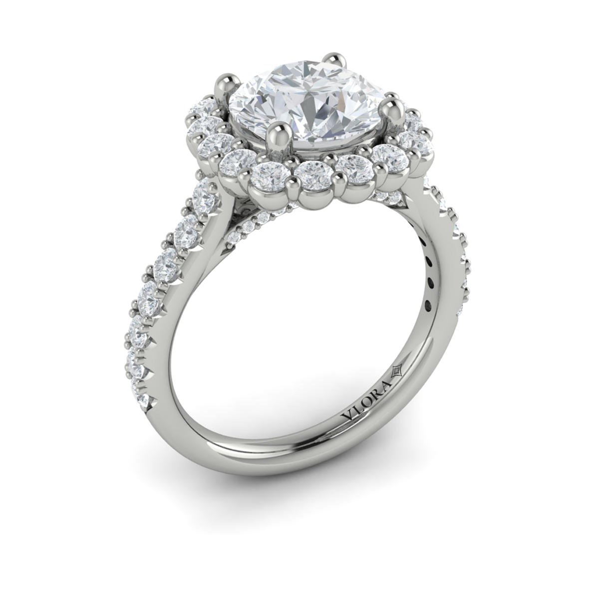 Platinum Diamond Halo Semi Mount Engagement Ring Mounting | Gray's ...