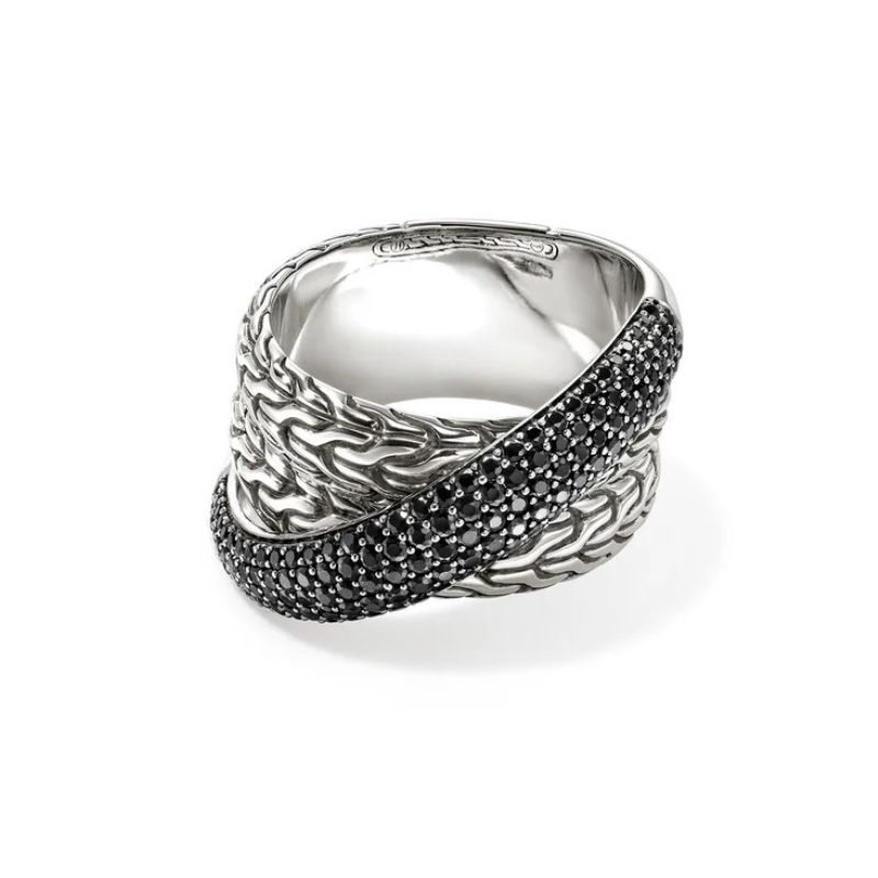 John Hardy Essentials Black Sapphire Crossover Ring Harris Jeweler Troy OH