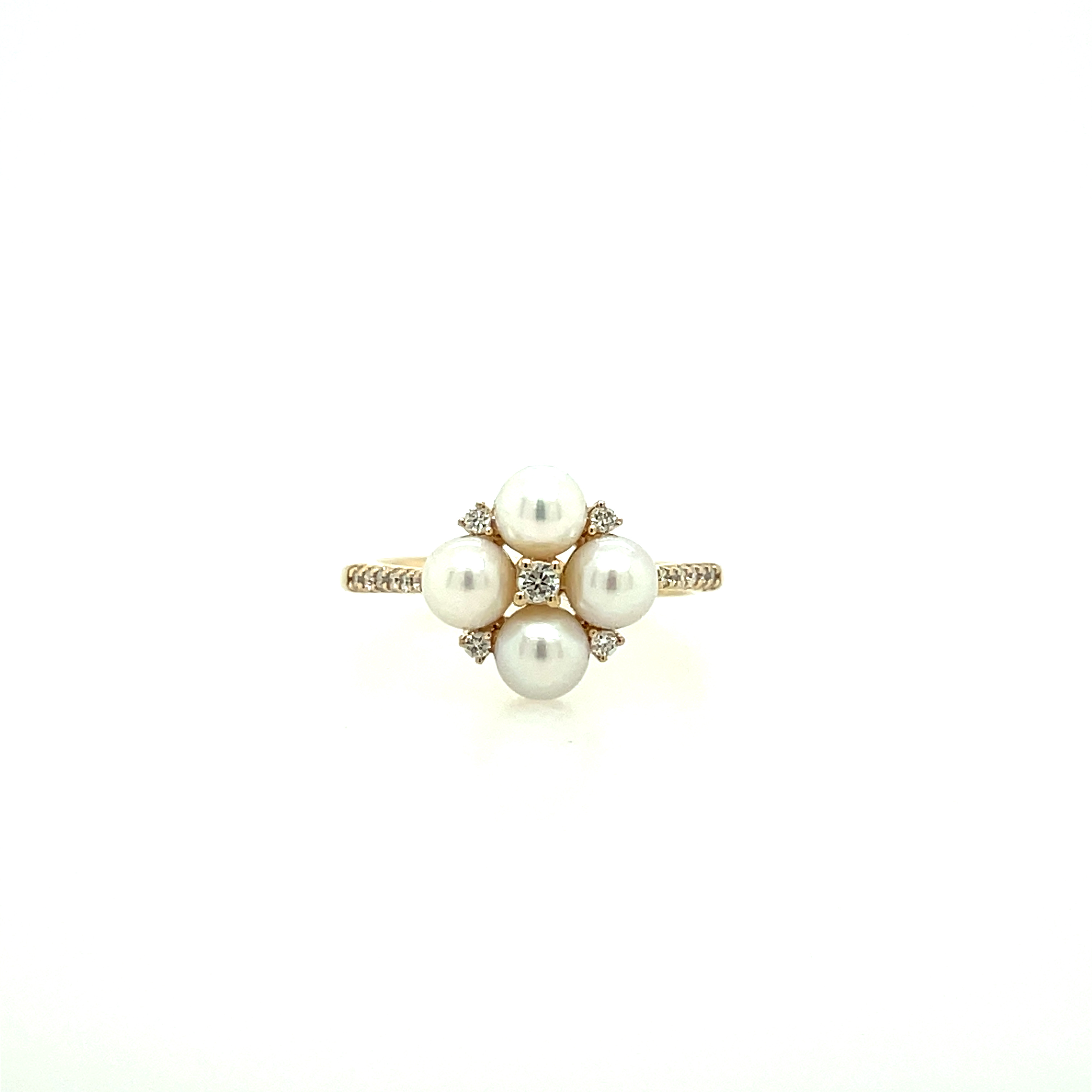 Round Shape Floral Cultured Pearls Round Cut Diamond Fashion | House of ...