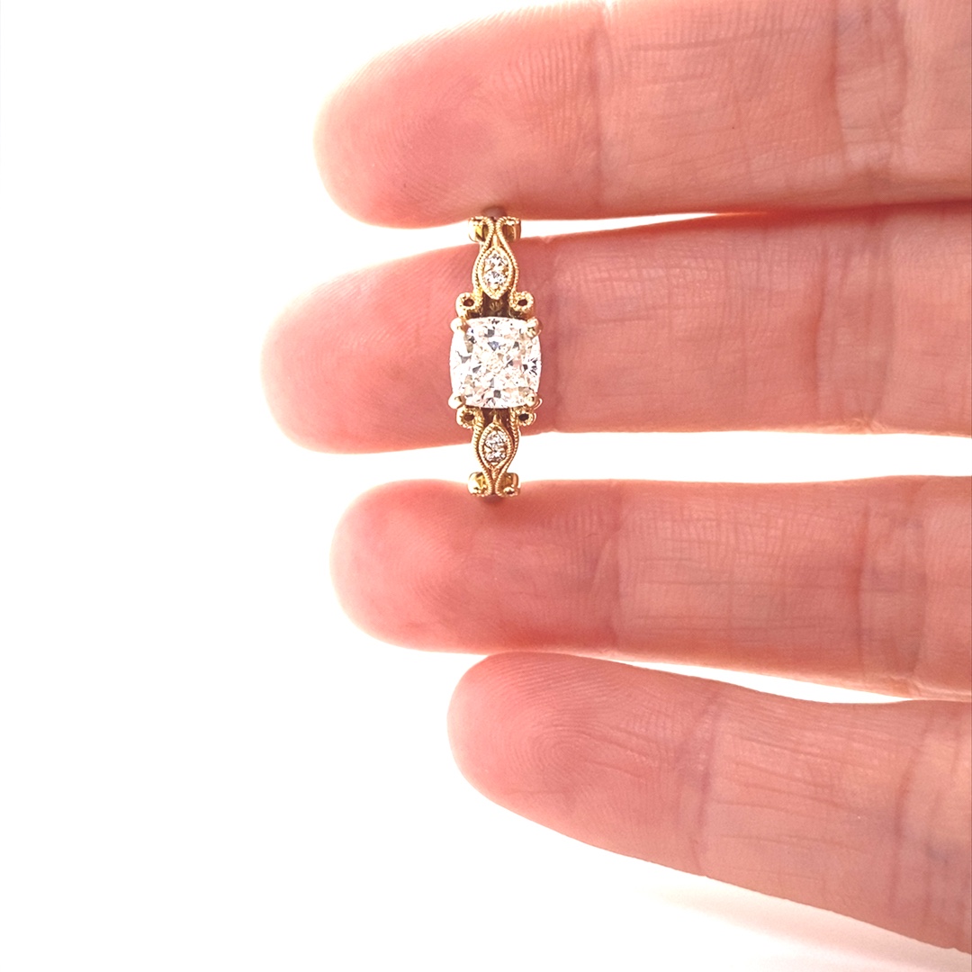 Antique Gold Square Engagement Rings
