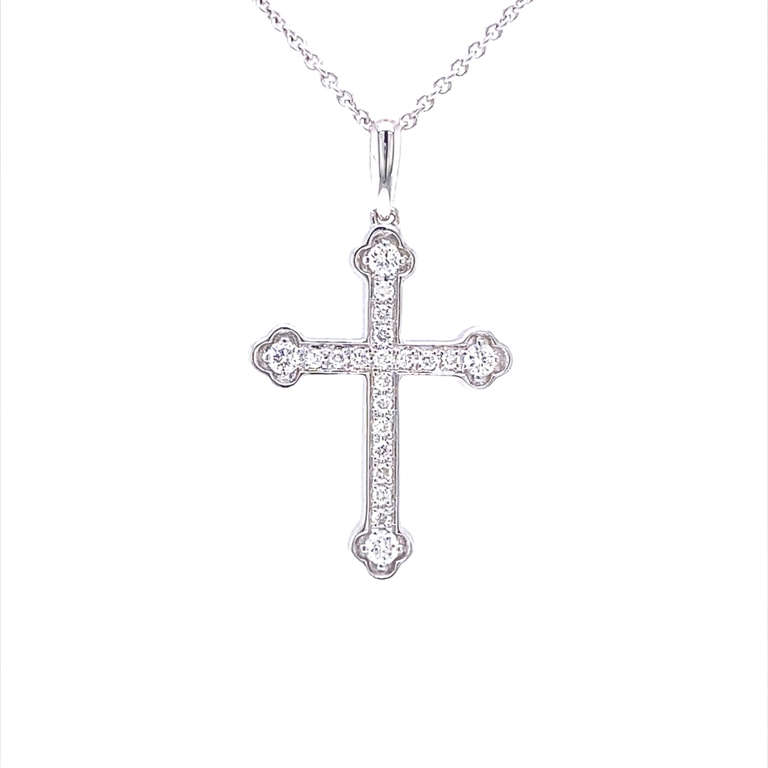 14k white gold chain with cross store