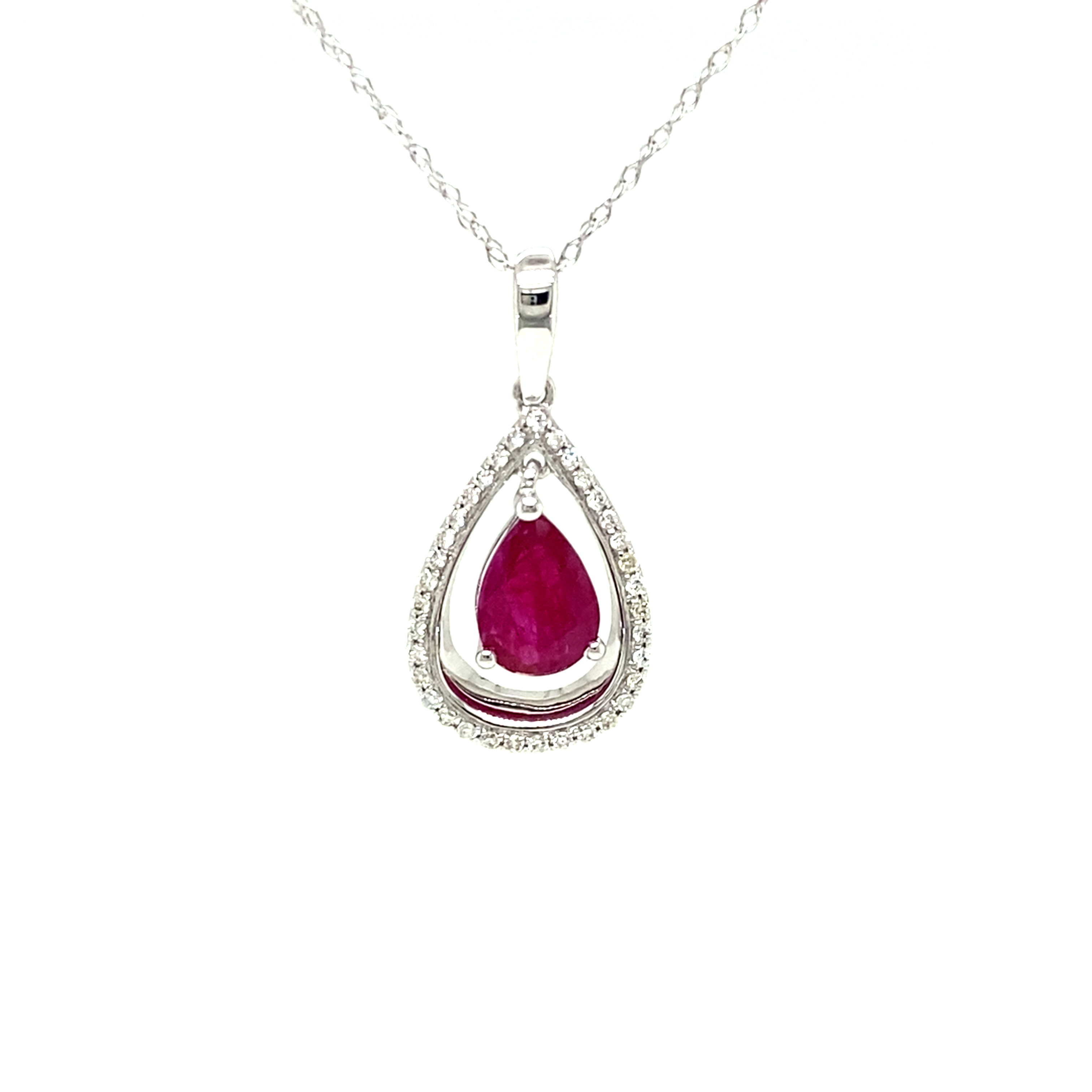 ruby halo pendant