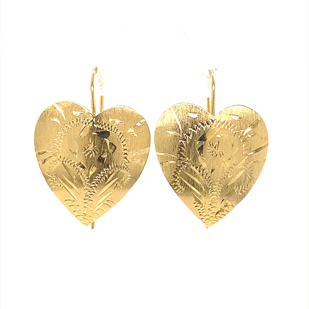 14k gold heart shaped earrings store