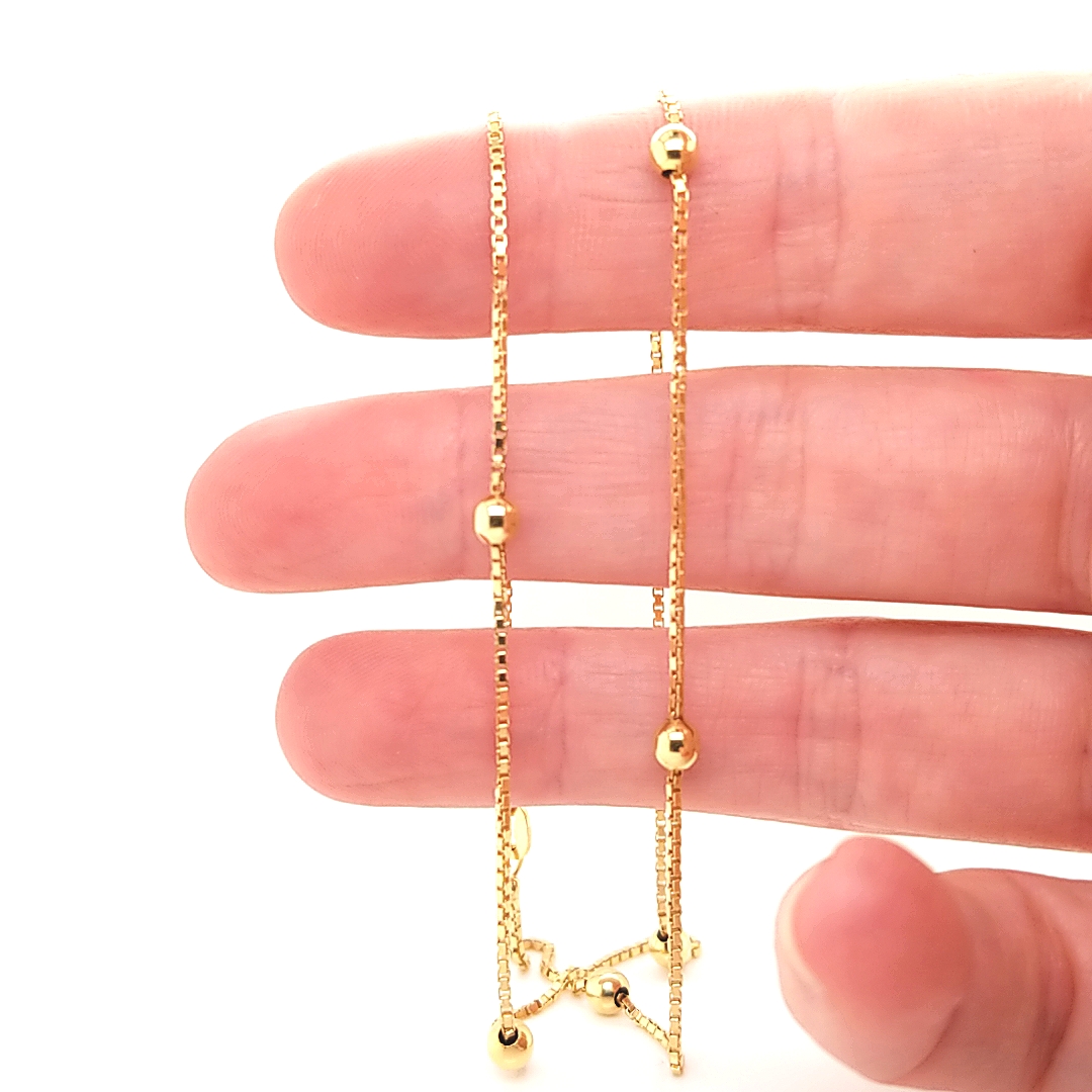 14K Yellow Gold Bead Station Necklace